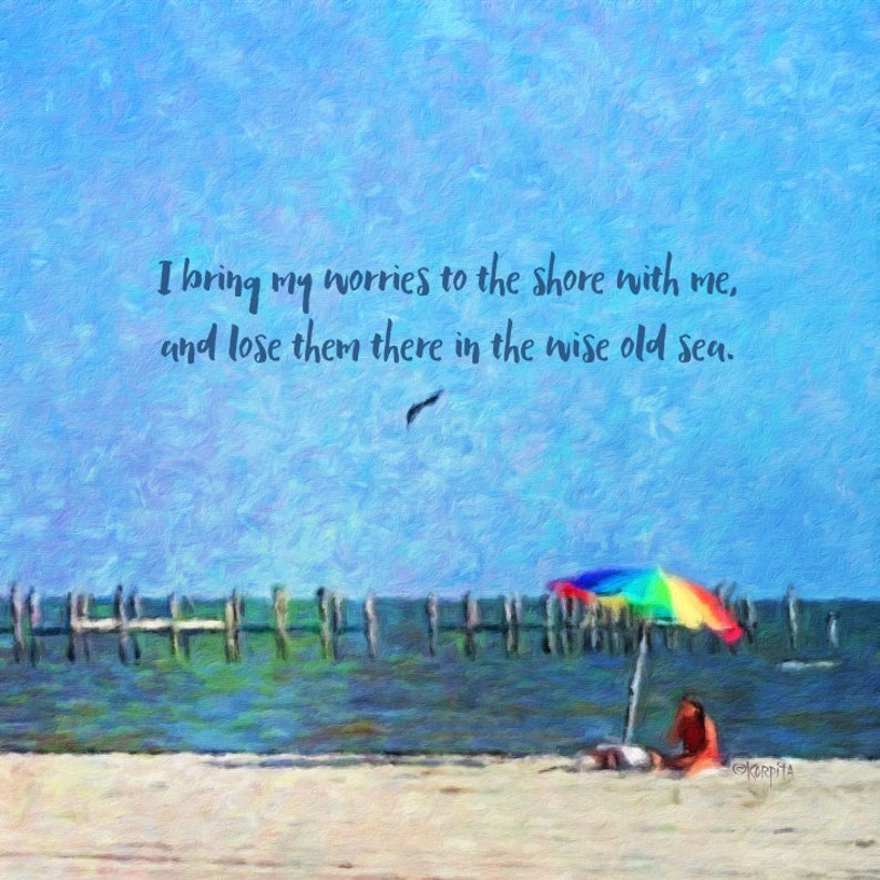 Inspirational Sea Quote, Beach Art, Seascape, Woman Beach Umbrella ...