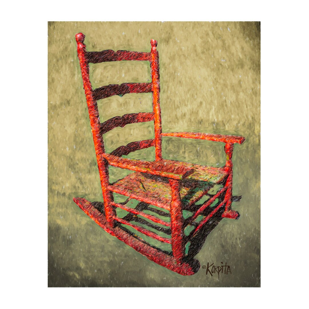Red Rocking Chair, Red Rocker, Old Chair, Red Chair, Rustic Art ...