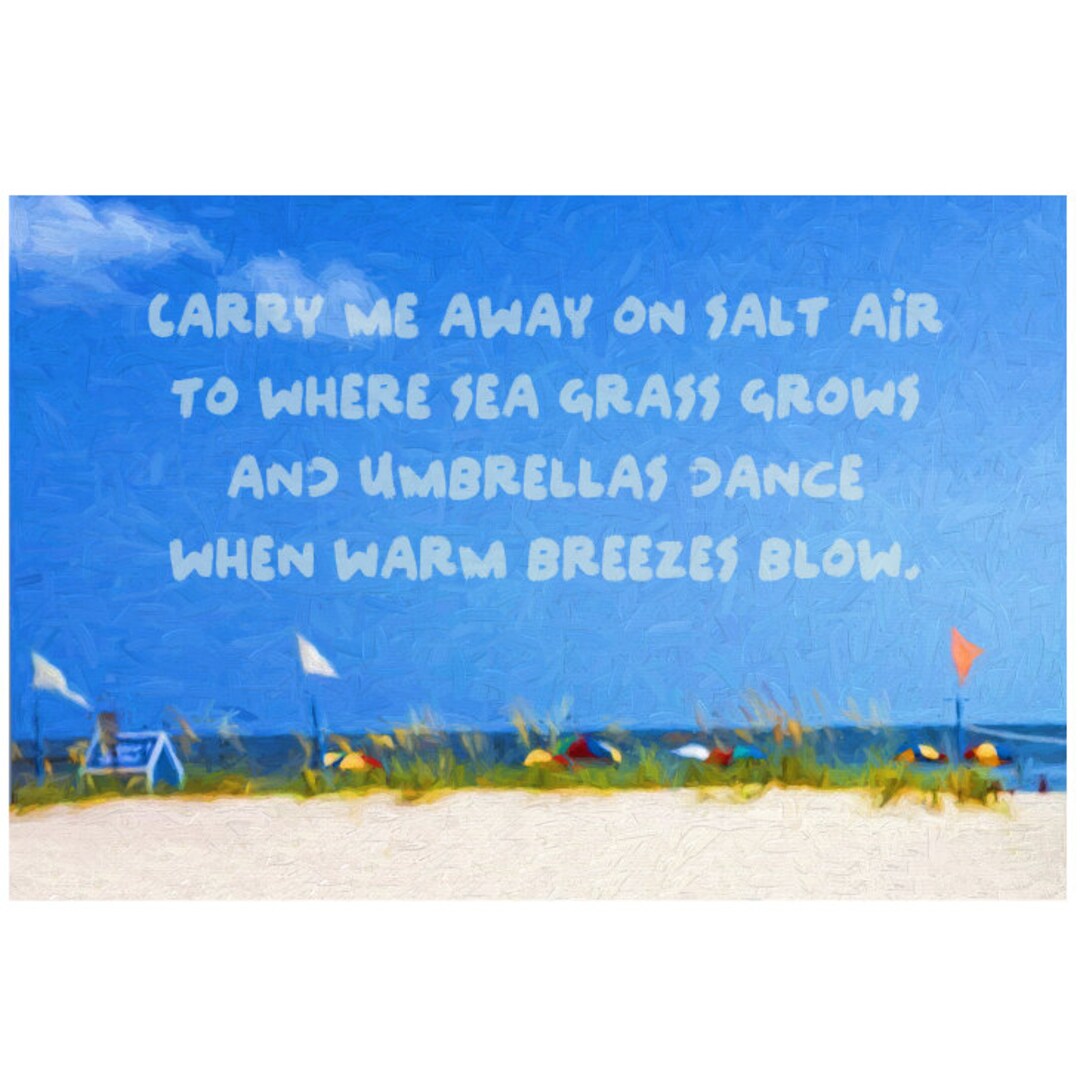 Colorful Beach Umbrellas, Inspirational Sea Quote, Coastal Art, Beach ...