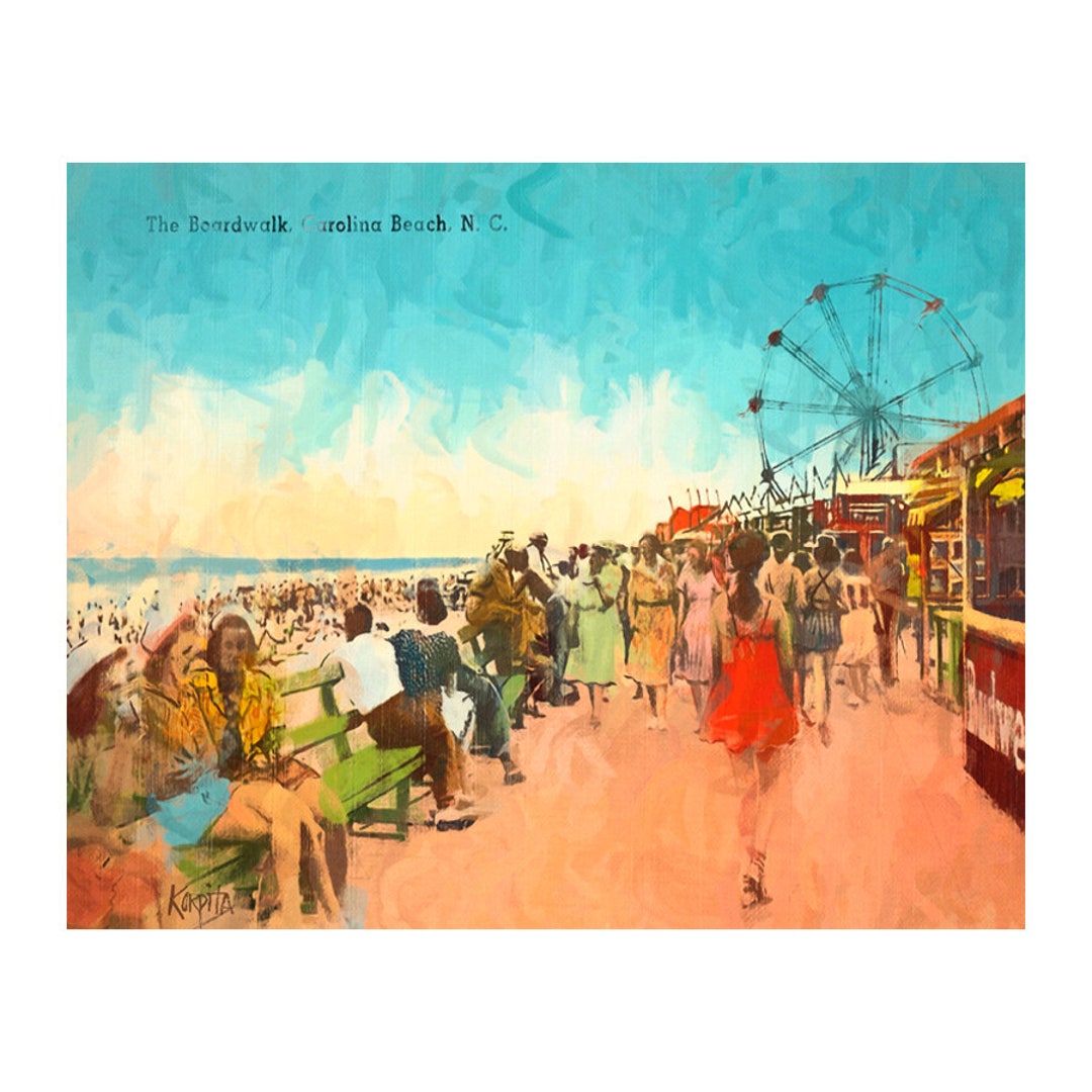 Vintage Postcard Art, Vintage Beach, Boardwalk, Old Beach Postcard ...