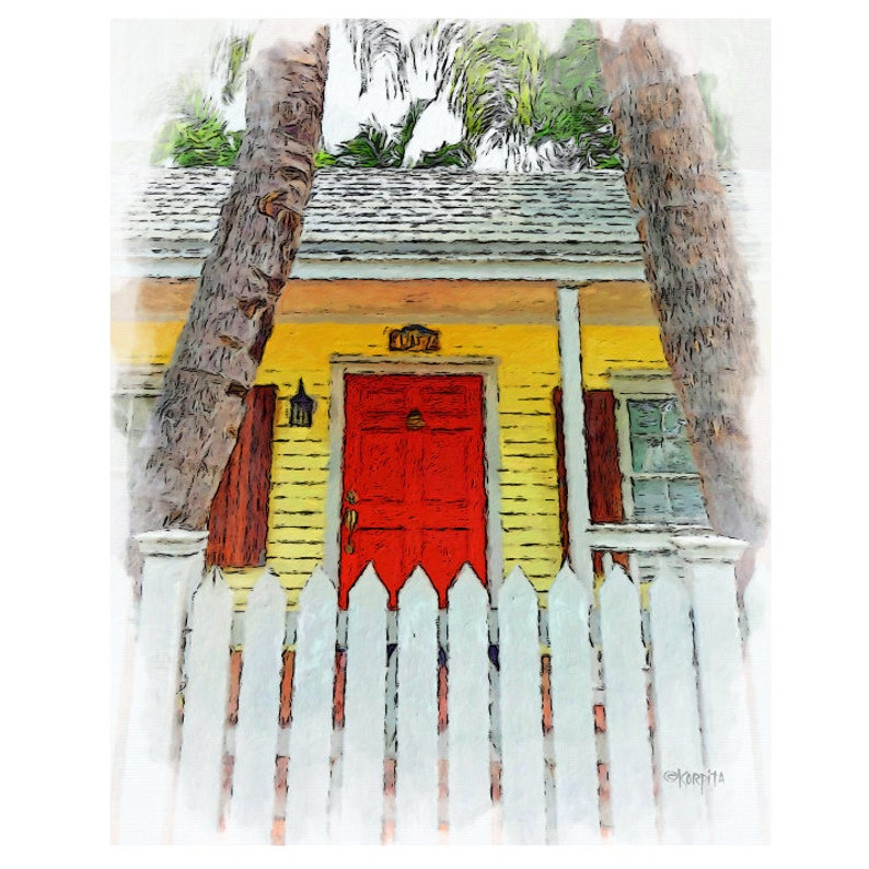 Key West Art Key West House Conch House Art Picket Fence - Etsy