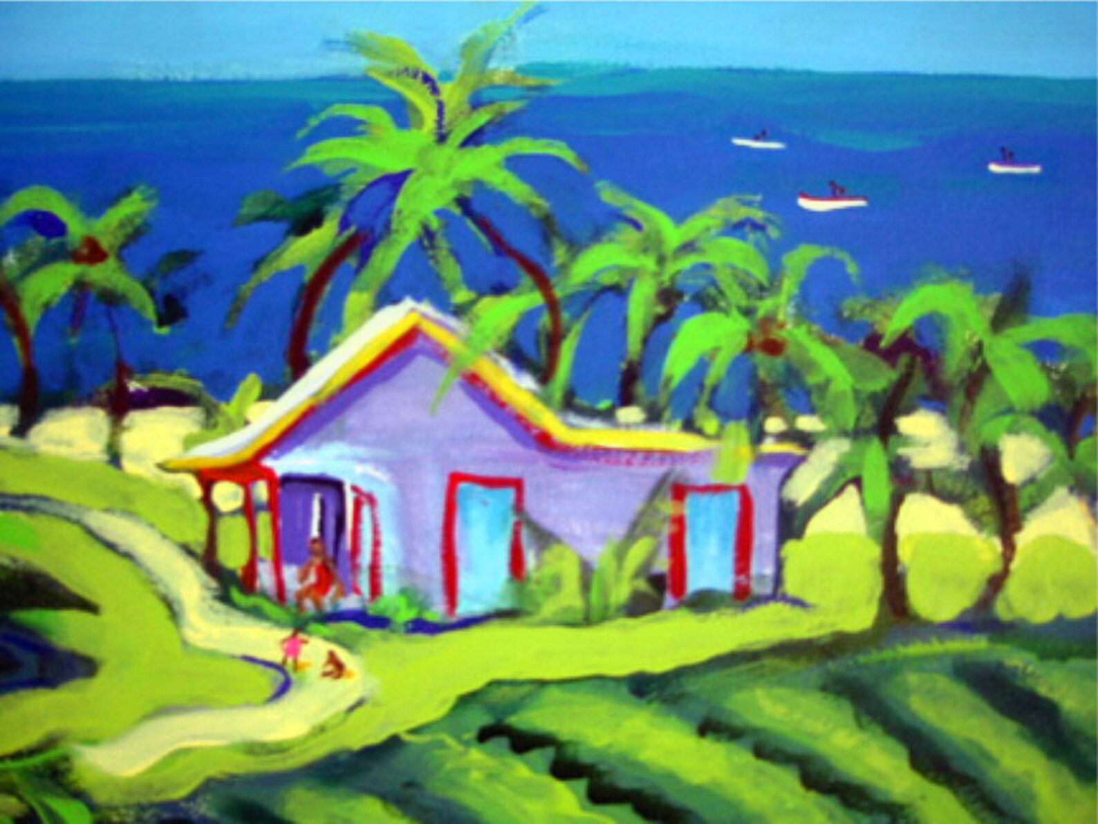 Colorful Houses Caribbean Folk Art Naive Art Tropical Art - Etsy