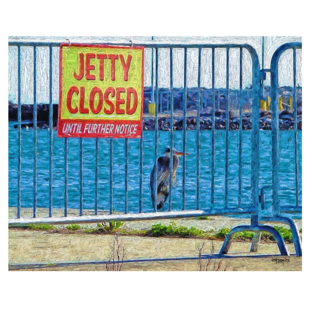 Coastal Art, Jetty Sign, Blue Heron Art, Funny Sign, Seashore, Blue ...