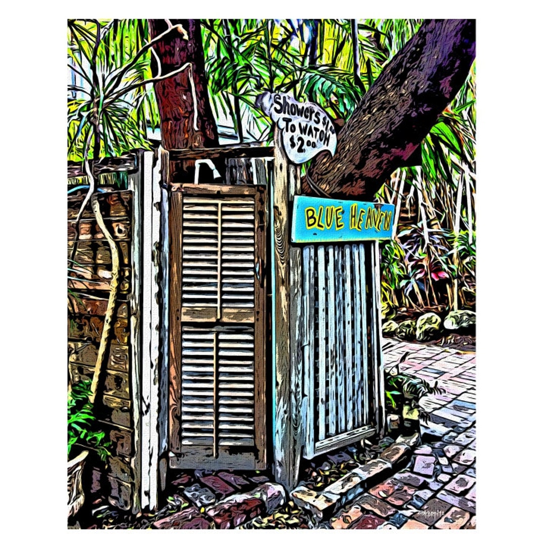 Blue Heaven Key West, Funny Sign, Key West Art, Bathroom Art, Blue ...