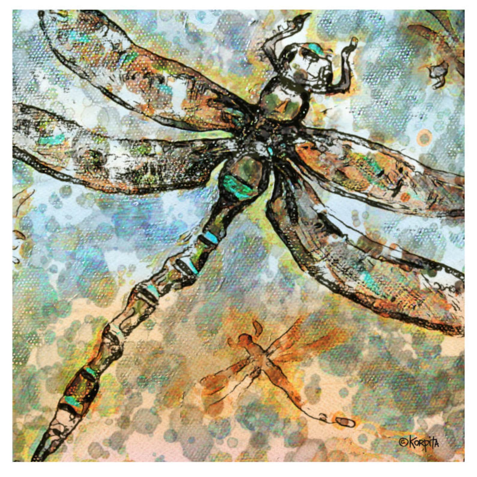Dragonfly Painting Dragonfly Wall Art Dragonfly Print - Etsy