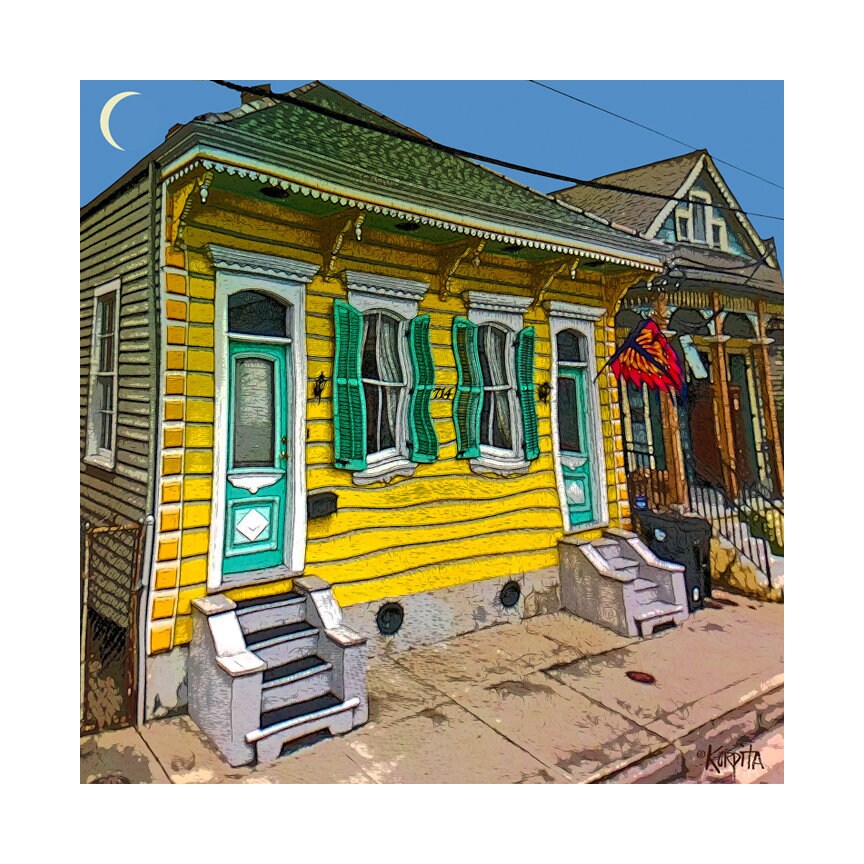 NOLA Print Tiny House Art New Orleans House House Portrait - Etsy