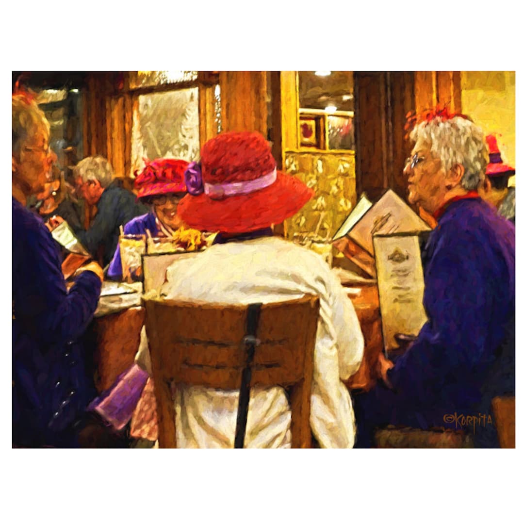 Red Hat Ladies Art, Red Hat Society Art, Ladies Luncheon Art, Ladies ...