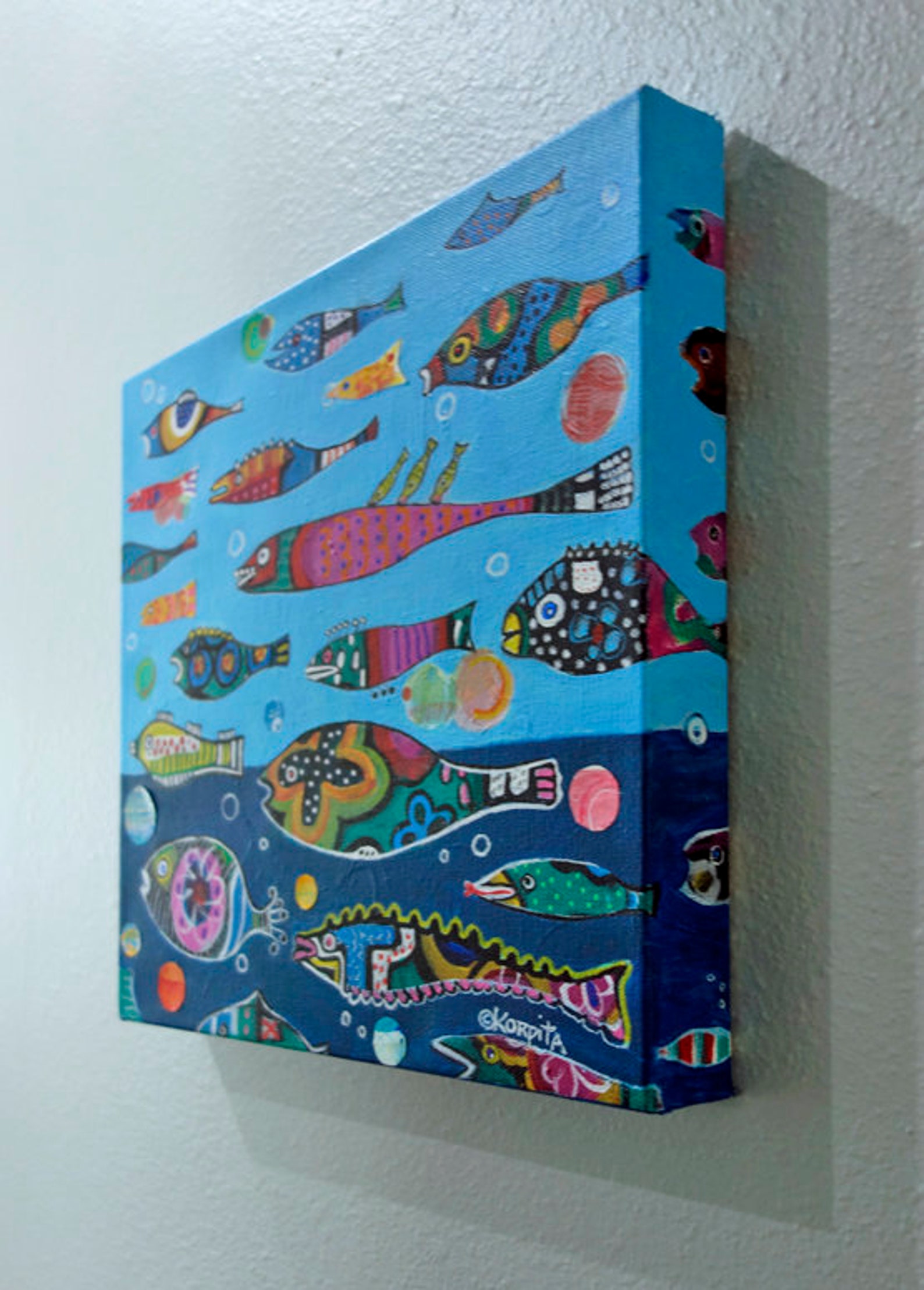 Fish Art Fish Folk Art School of Fish Colorful Folk Art - Etsy