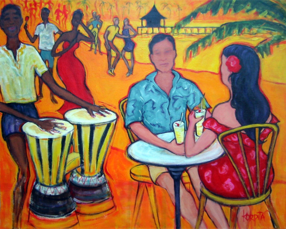 Colorful Beach, Tropical Art, Caribbean Art, Dance Art, Fiesta, Bongo ...