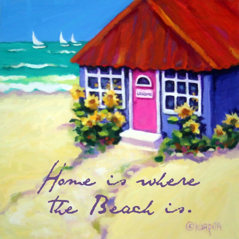 Tiny Colorful Beach Cottage Inspirational Quote Seashore Word - Etsy