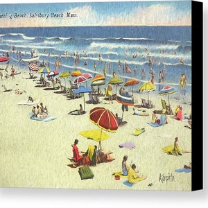 Vintage Beach, Vintage Postcard, Old Beach Postcard, Beach Art, Coastal ...