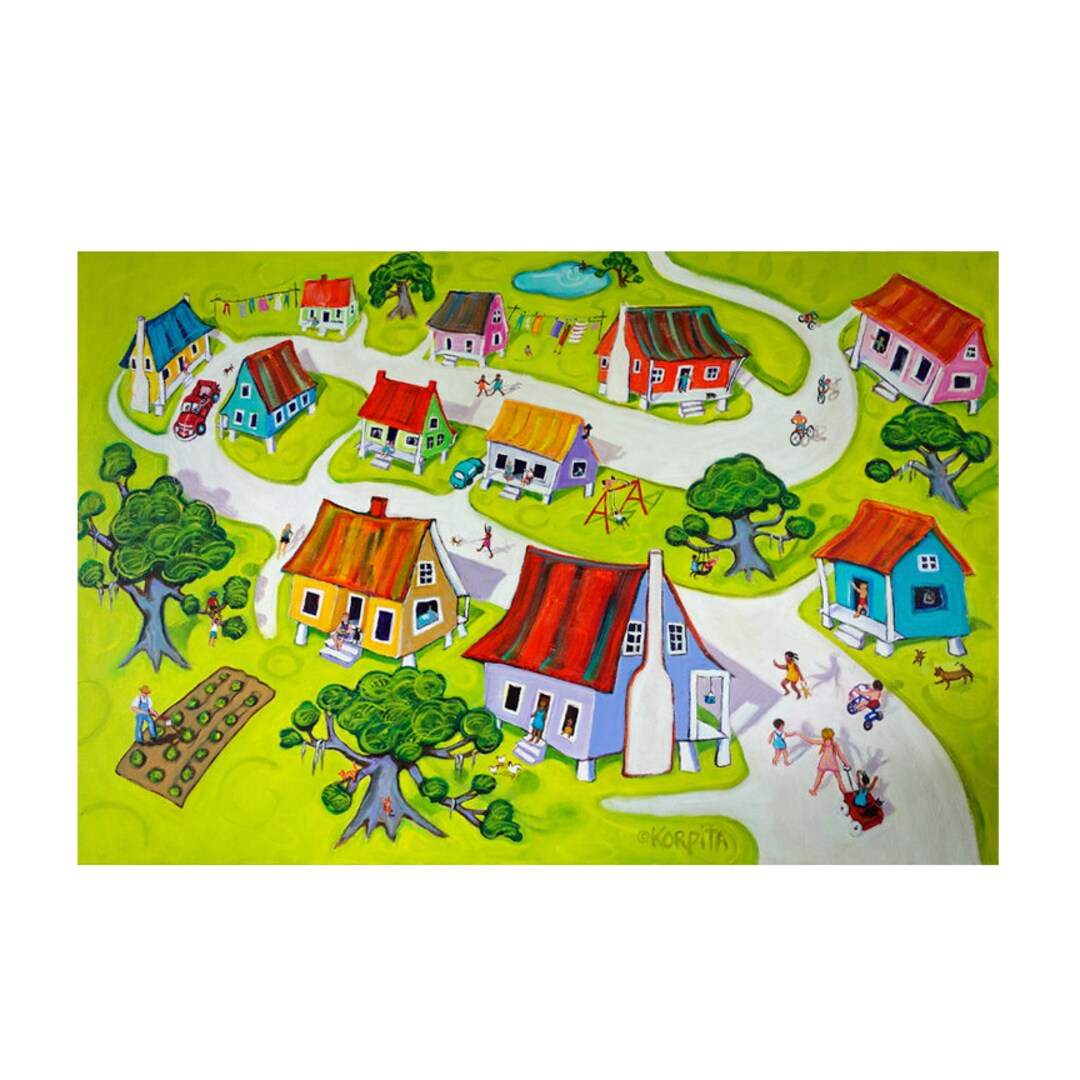 Colorful Houses, Caribbean Folk Art, Naive Art, Neighborhood, Southern ...