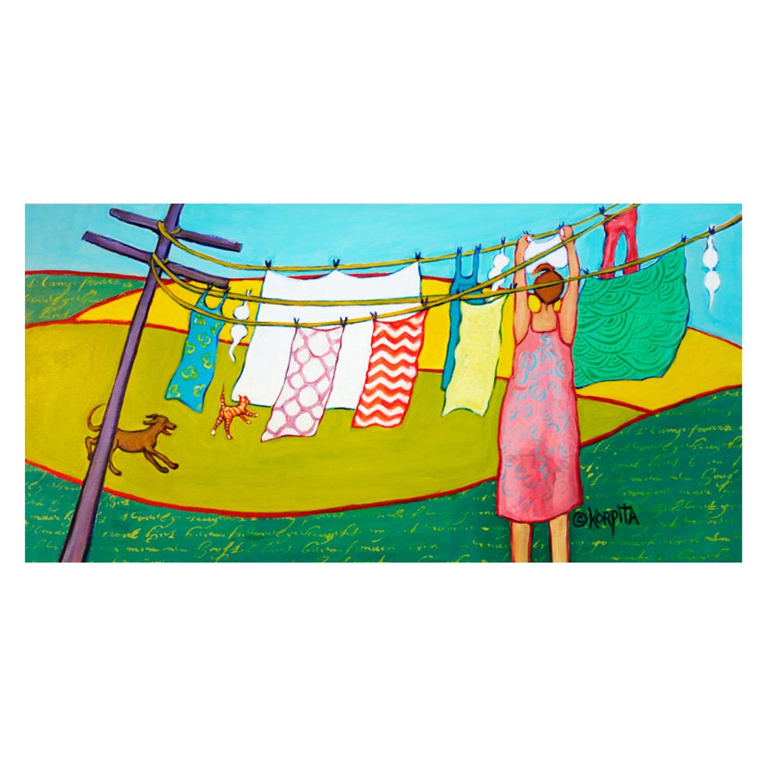 Southern Art, Story Art, Farm Life Art, Wash Day, Hanging Clothes, Farm ...