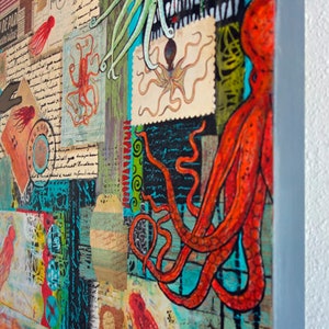 Octopus Art, Original Painting, Collage, Tropical Art, Sea Painting ...