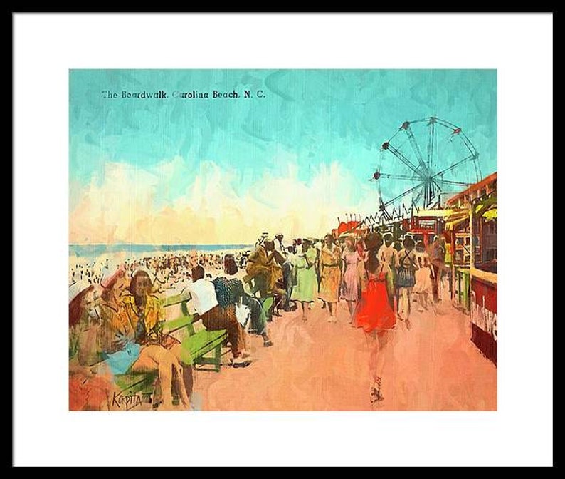 Vintage Postcard Art, Vintage Beach, Boardwalk, Old Beach Postcard ...