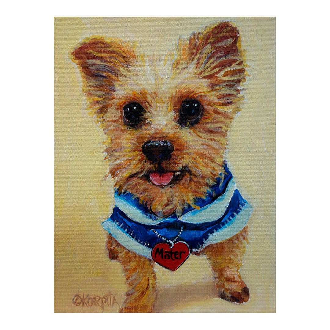 Yorkie Art, Yorkie Portrait, Pet Portrait, Dog Art, Dog Portrait ...