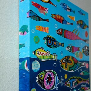 Fish Art, Fish Folk Art, School of Fish, Colorful Folk Art, Mississippi ...