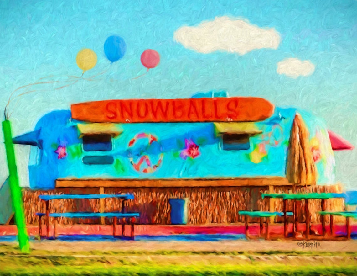 Snowball Stand, Beach Art, Summertime Art, Beach House Decor, Coastal ...