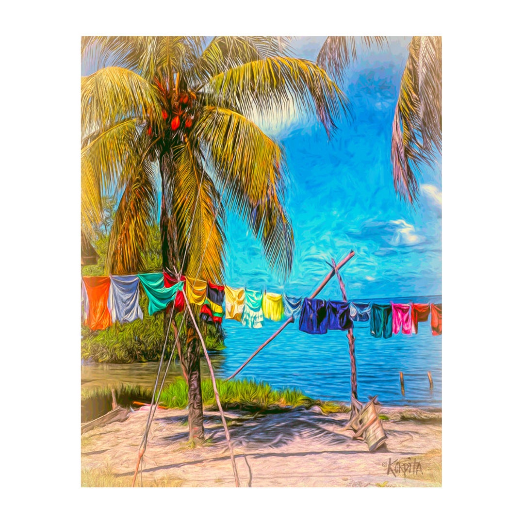 Washday, Roatan Island, Caribbean Art, Tropical Art, Coastal Art ...
