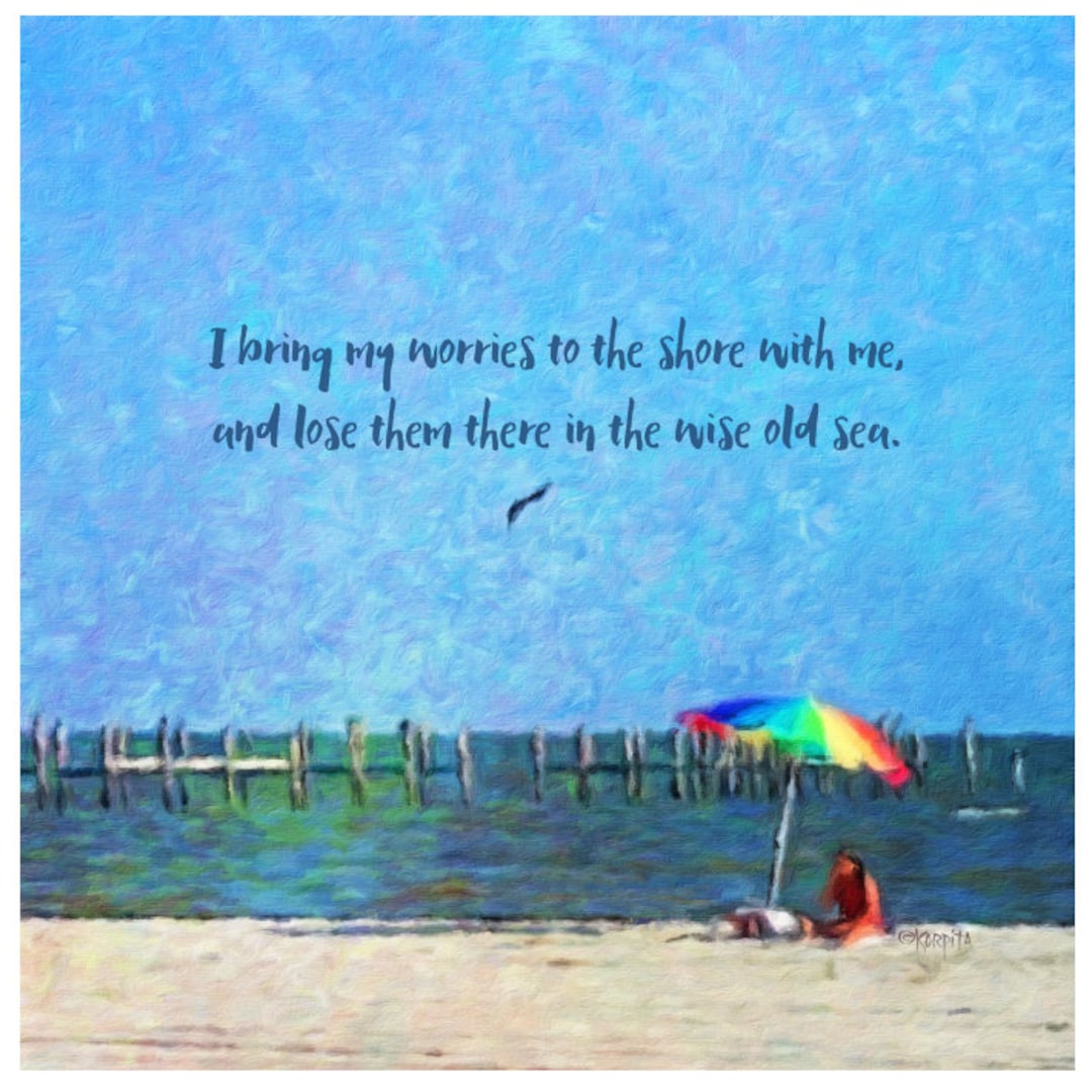 Inspirational Sea Quote, Beach Art, Seascape, Woman Beach Umbrella ...