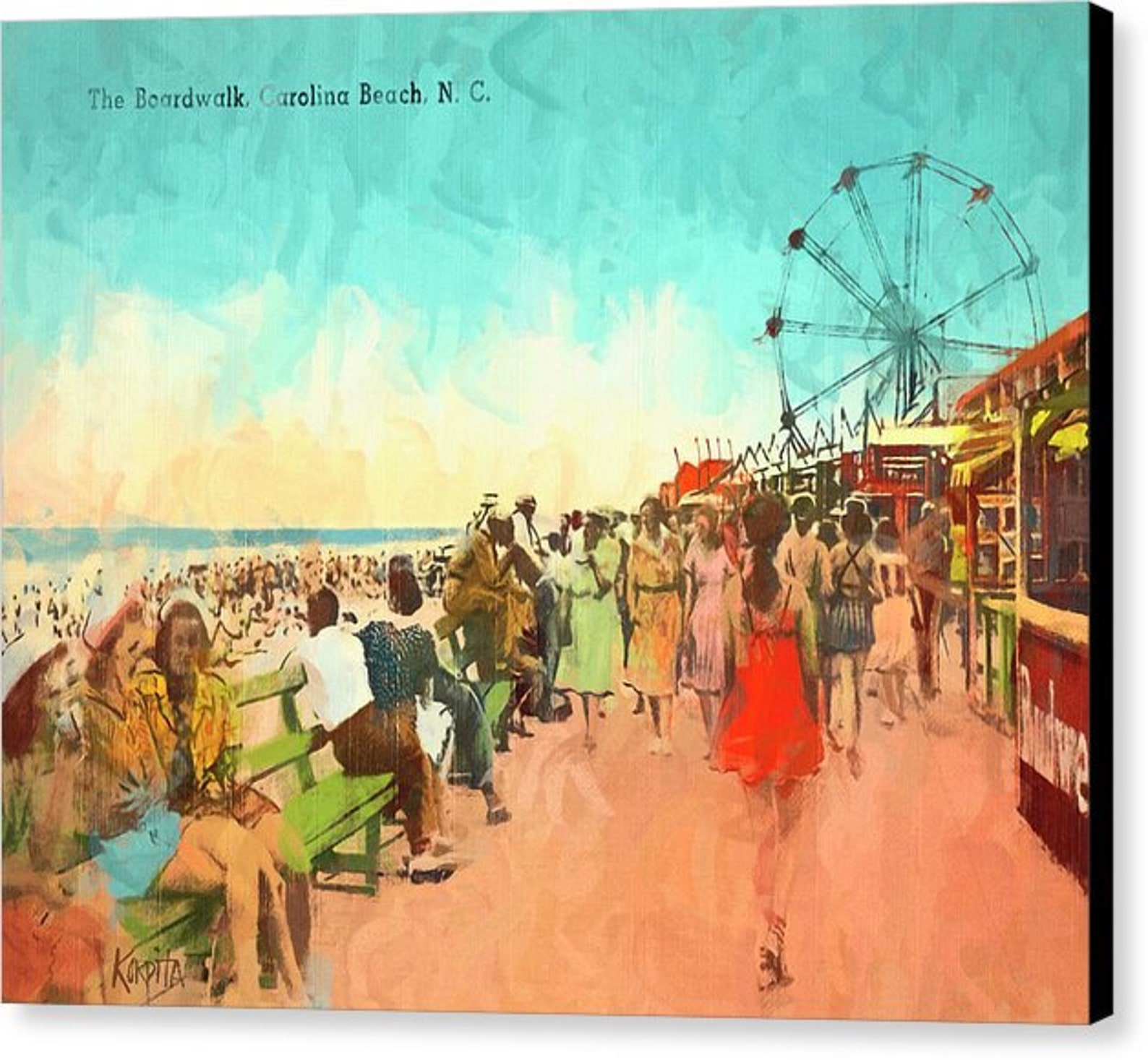 Vintage Postcard Art, Vintage Beach, Boardwalk, Old Beach Postcard ...