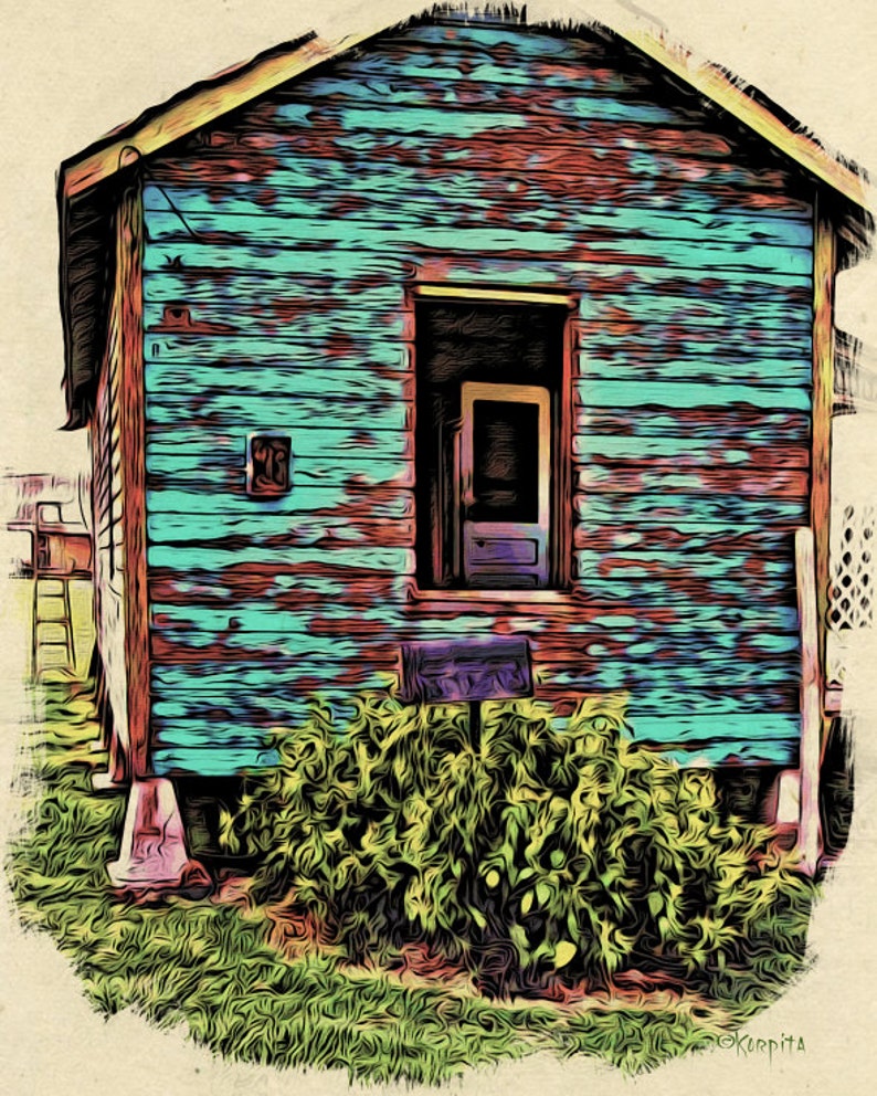 Tiny Blue House Sharecropper Shack Glicee Print 8x10 - Etsy