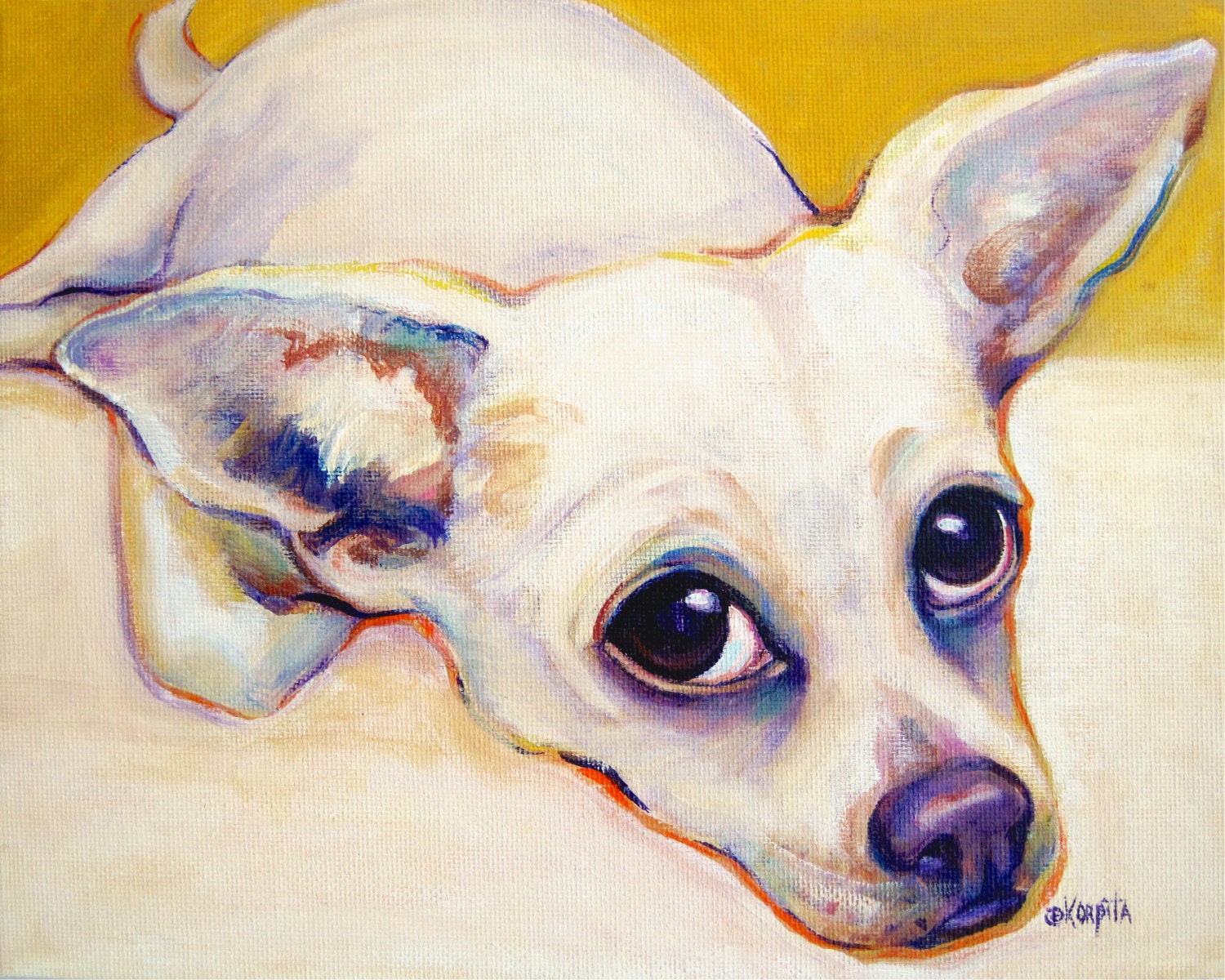 White Chihuahua, Chihuahua Art, Chihuahua Print, Chihuahua Portrait ...