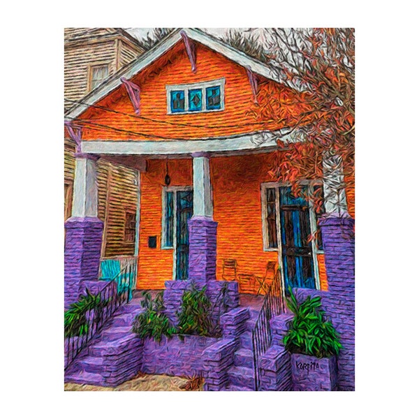 Colorful Houses Art - Etsy