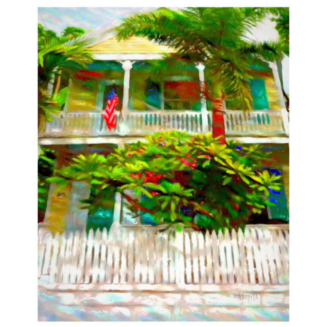 Key West House, Key West Art, Key West Print, Colorful House Art ...
