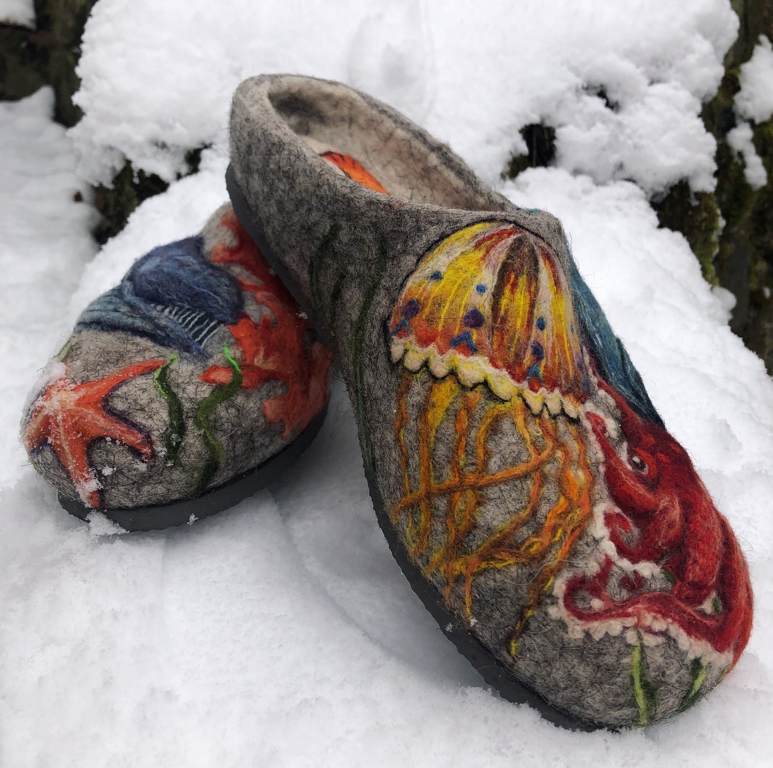 Felted Slippers- Ocean MADE TO ORDER - Etsy
