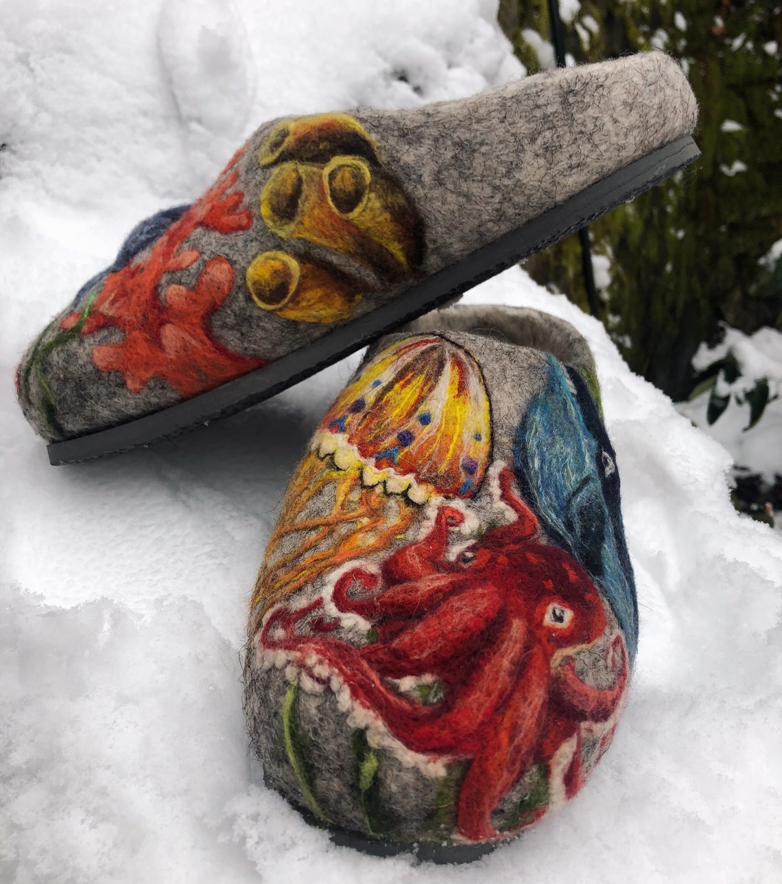 Felted Slippers- Ocean MADE TO ORDER - Etsy