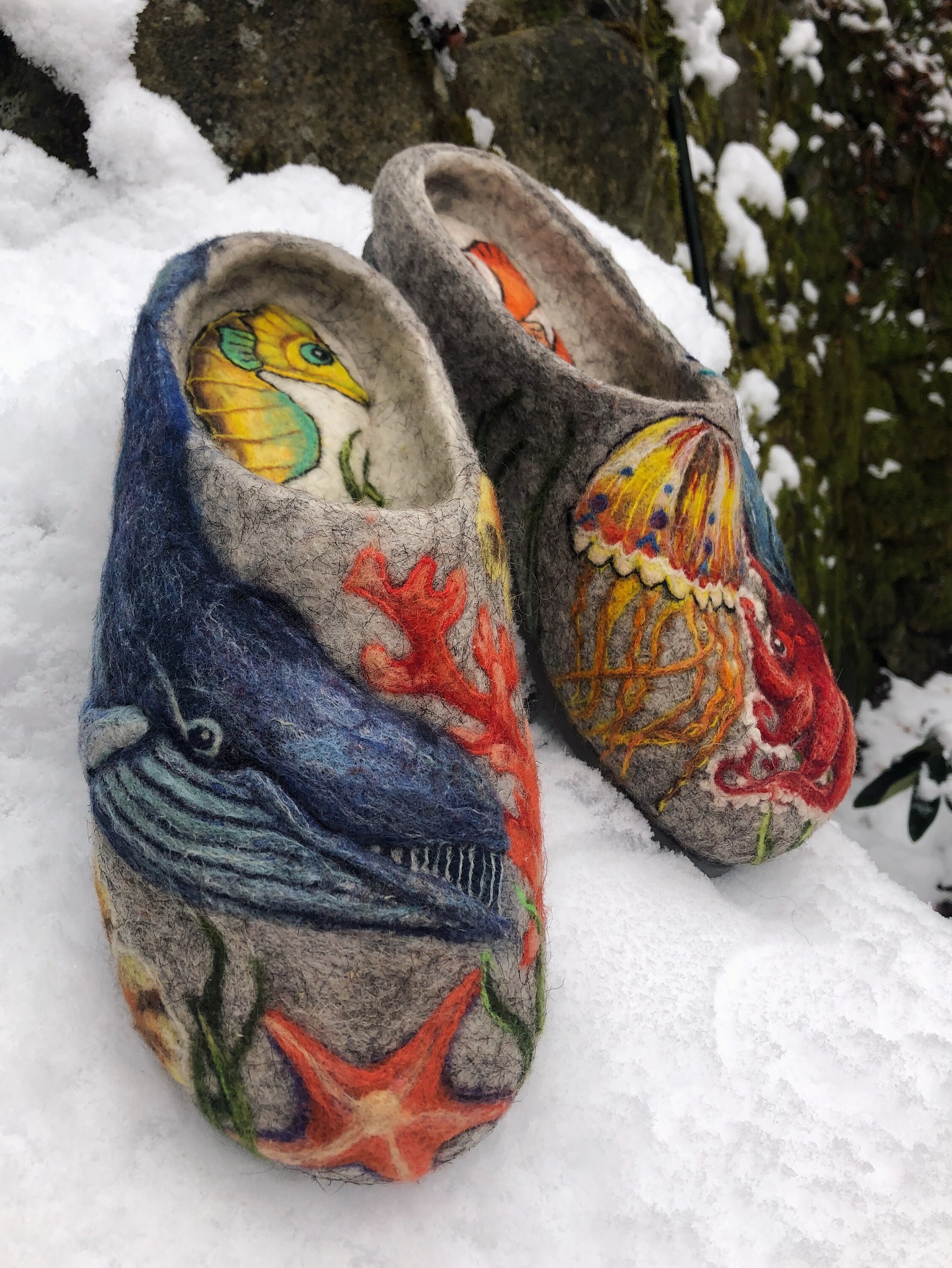 Felted Slippers- Ocean MADE TO ORDER - Etsy