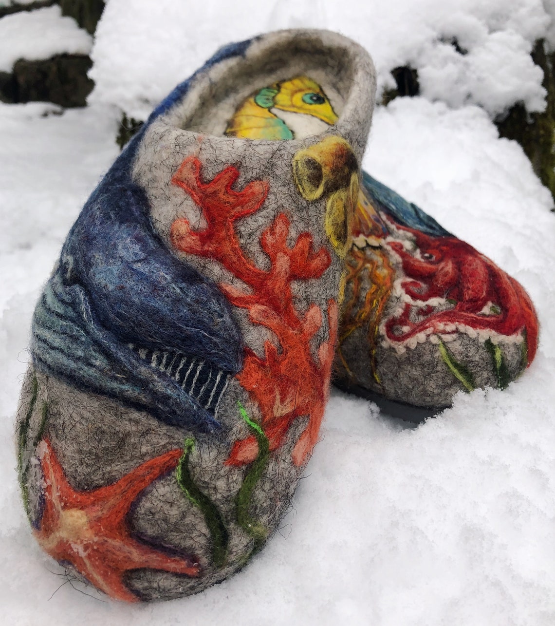 Felted Slippers- Ocean MADE TO ORDER - Etsy