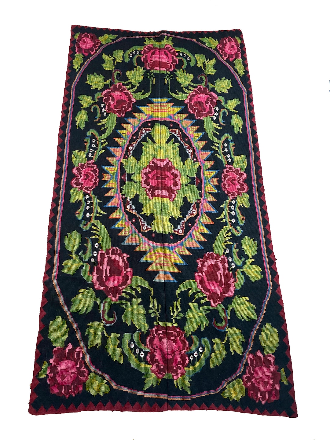 Beautiful Vintage Traditional Romanian Woven Rug, Rumänischer Vintage ...