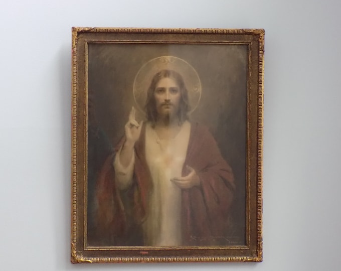 C. Bosseron Chambers Sacred Heart of Jesus Framed Print - Vintage Mid ...