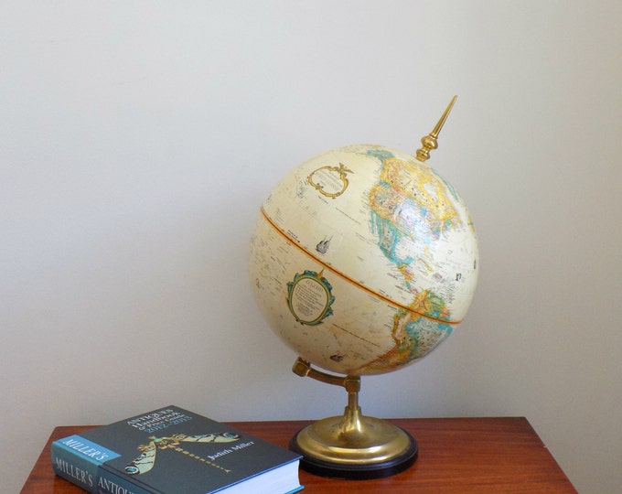 Large Vintage Replogle 12 Inch World Classic Series Globe With Brass ...