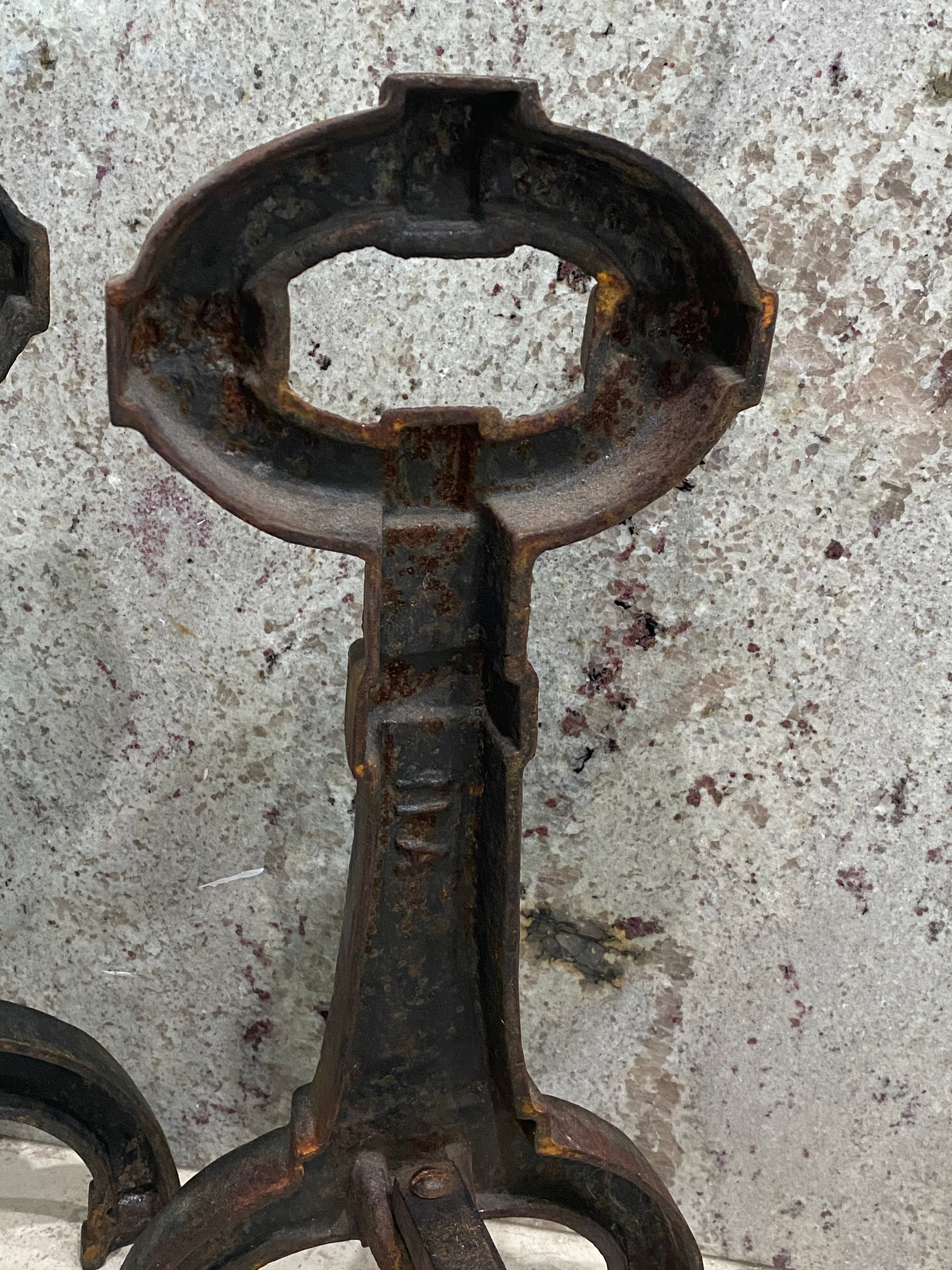 1800's Wayne Co. American Cast Iron Hand Hammered Fireplace Andirons ...