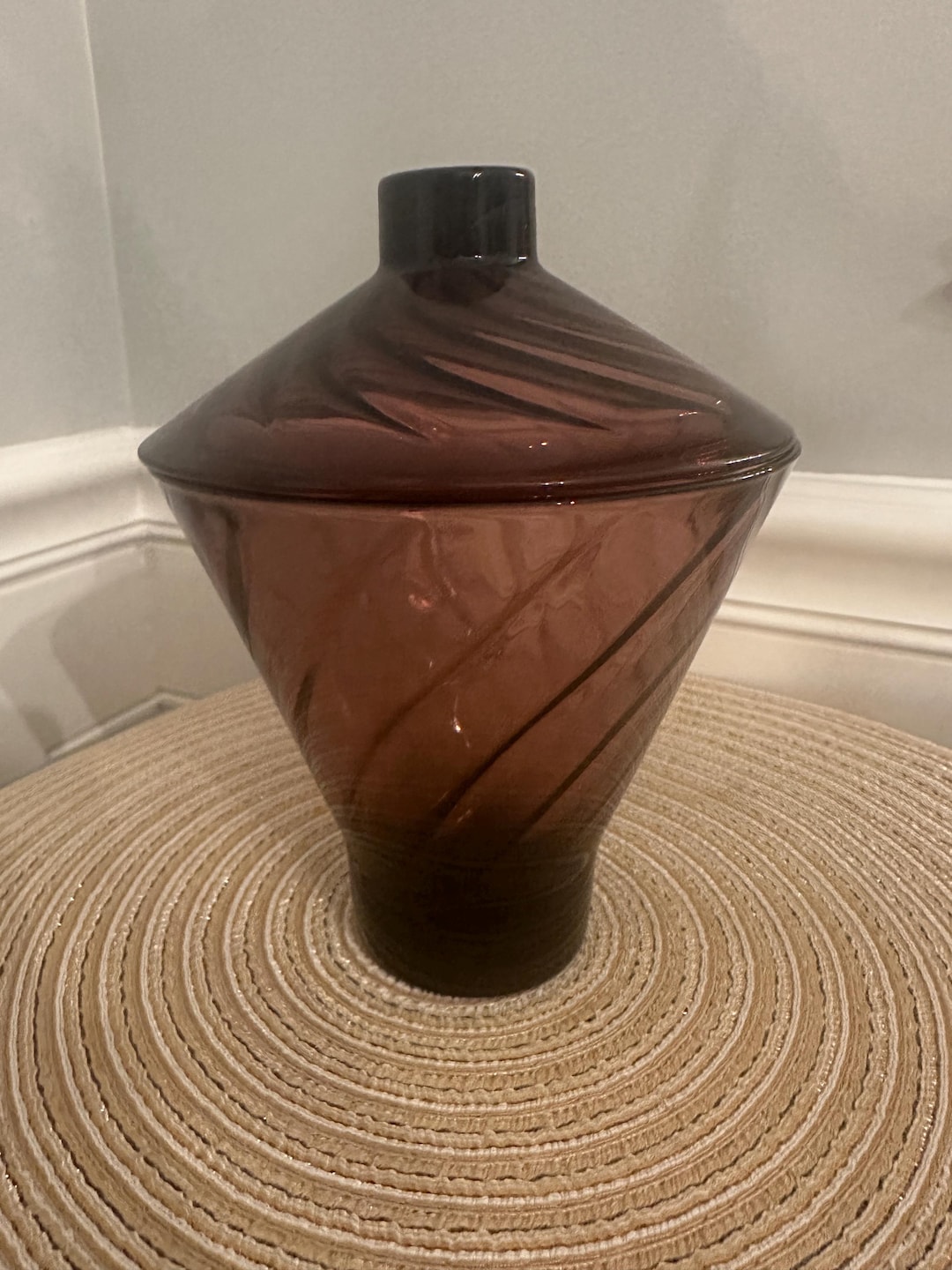 Hazel Atlas Amethyst Glass Covered Jar Dish - Decorative Candy Bowl MCM ...