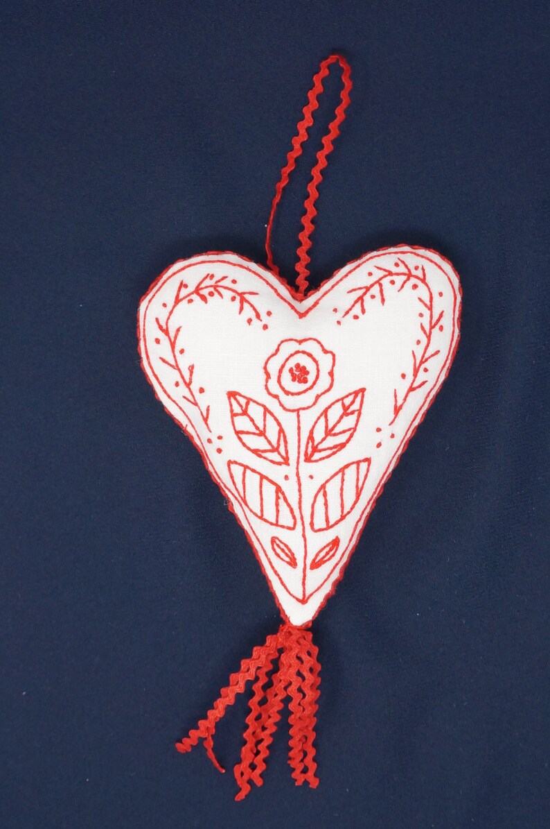 Swedish Heart: a Redwork Embroidery Pattern, Valentine's Gift, DIY Gift ...