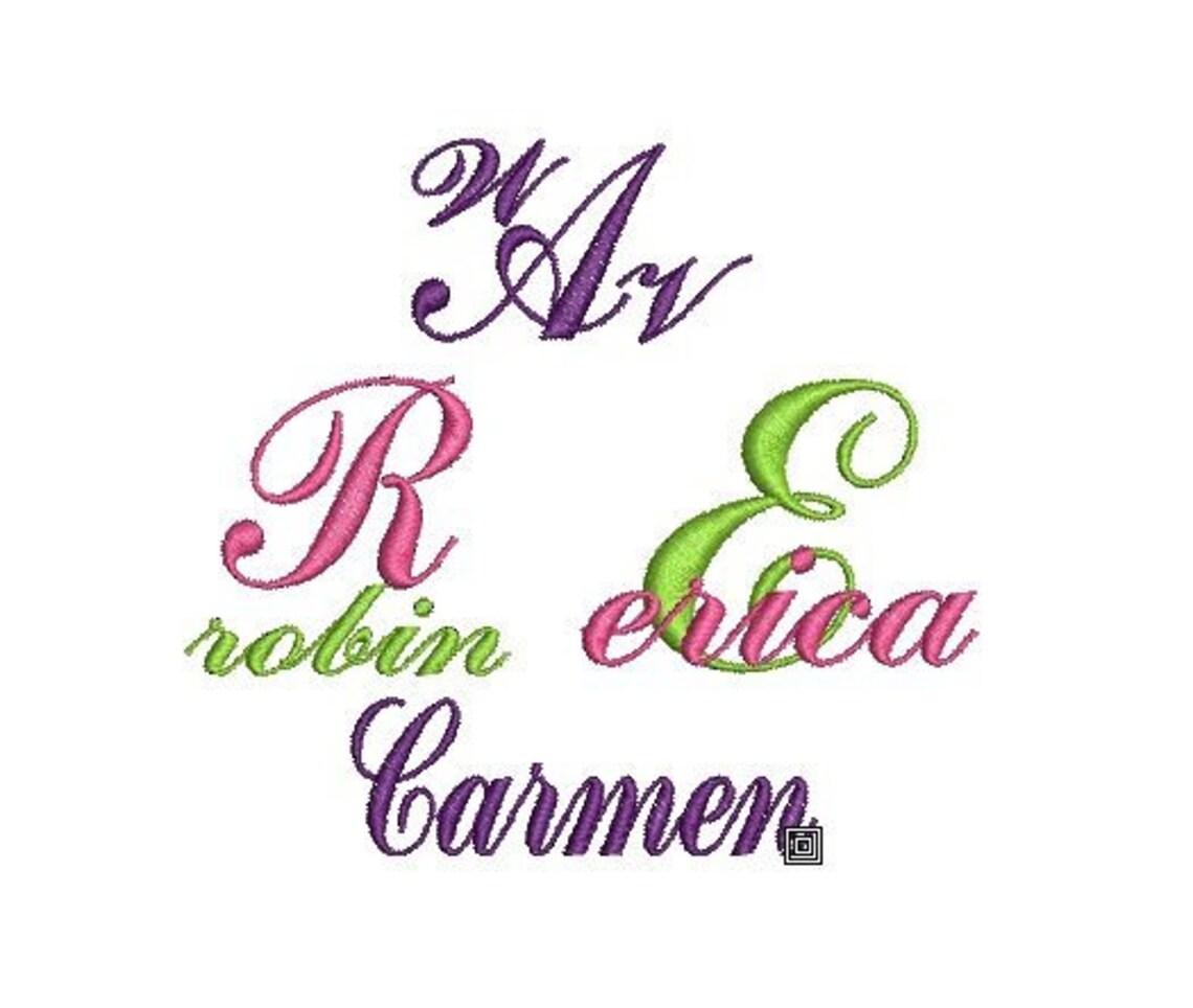 Script Machine Embroidery Font Monogram Alphabet Fancy Com - Etsy