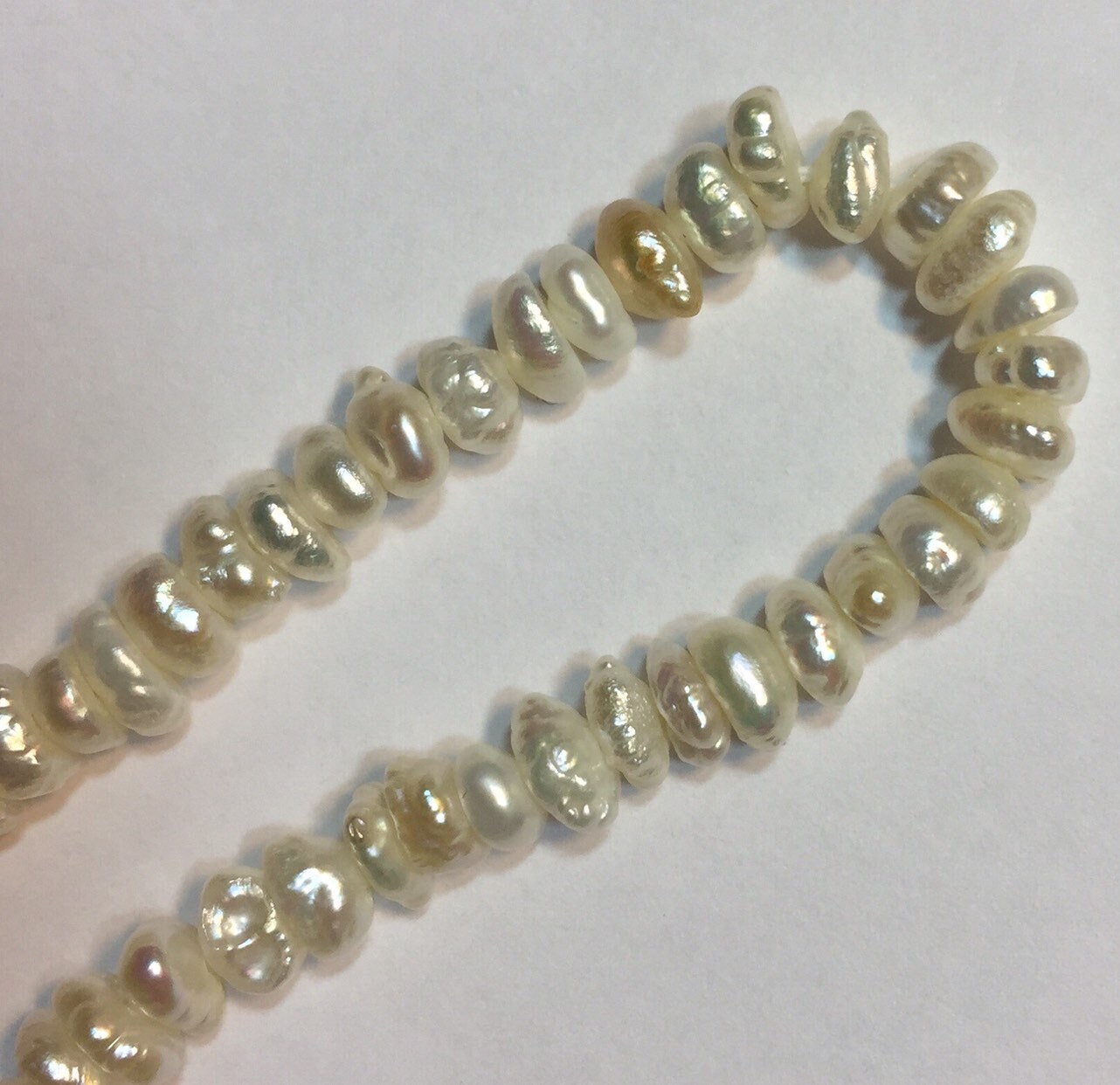 Keshi Button Style Lake Pearls. Center Drilled. 7 Strand. 5 X 4 X 3mm ...