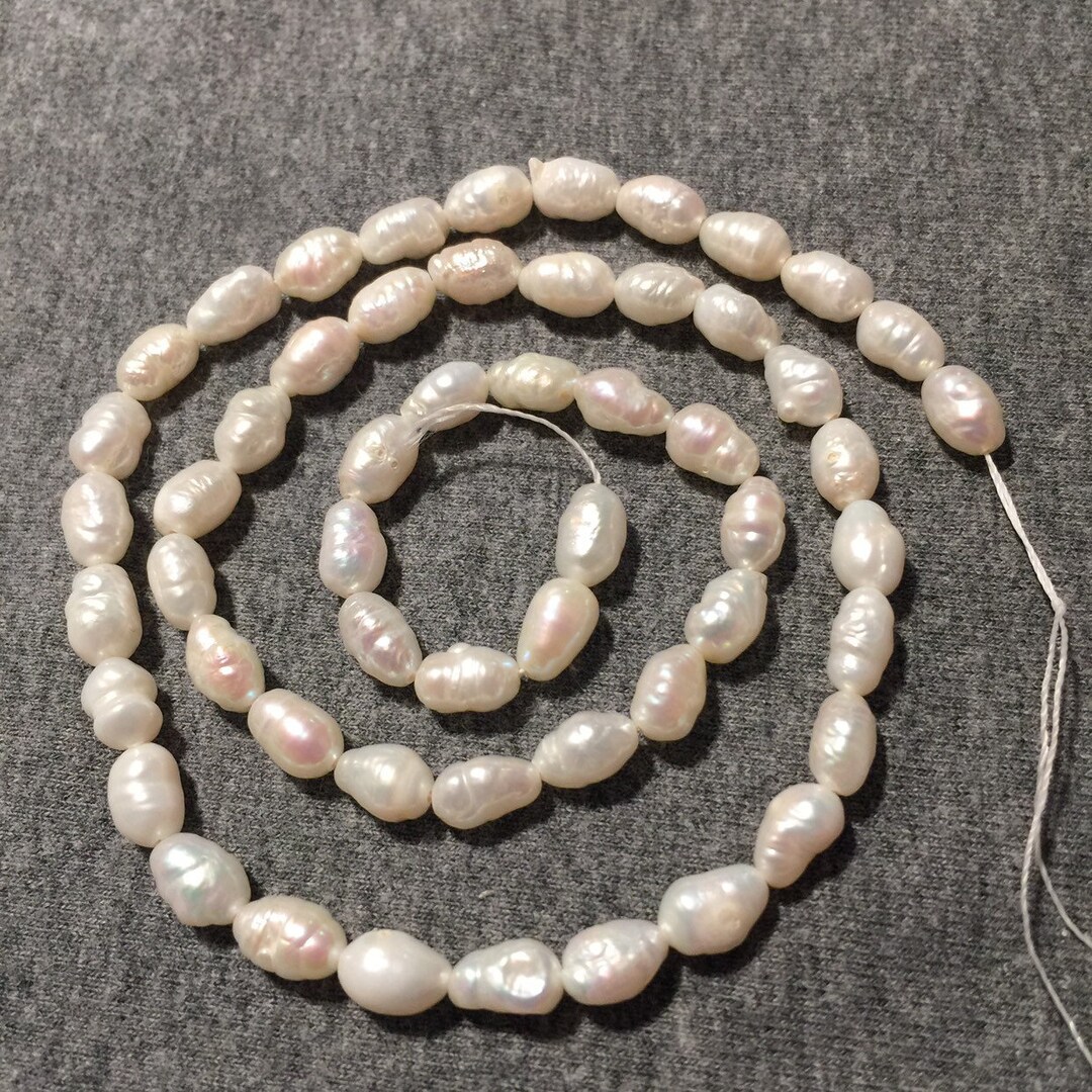 Rice Pearls. Rice Shape Pearls From Japan. 15-3/4 Strand 5 X 7mm. - Etsy