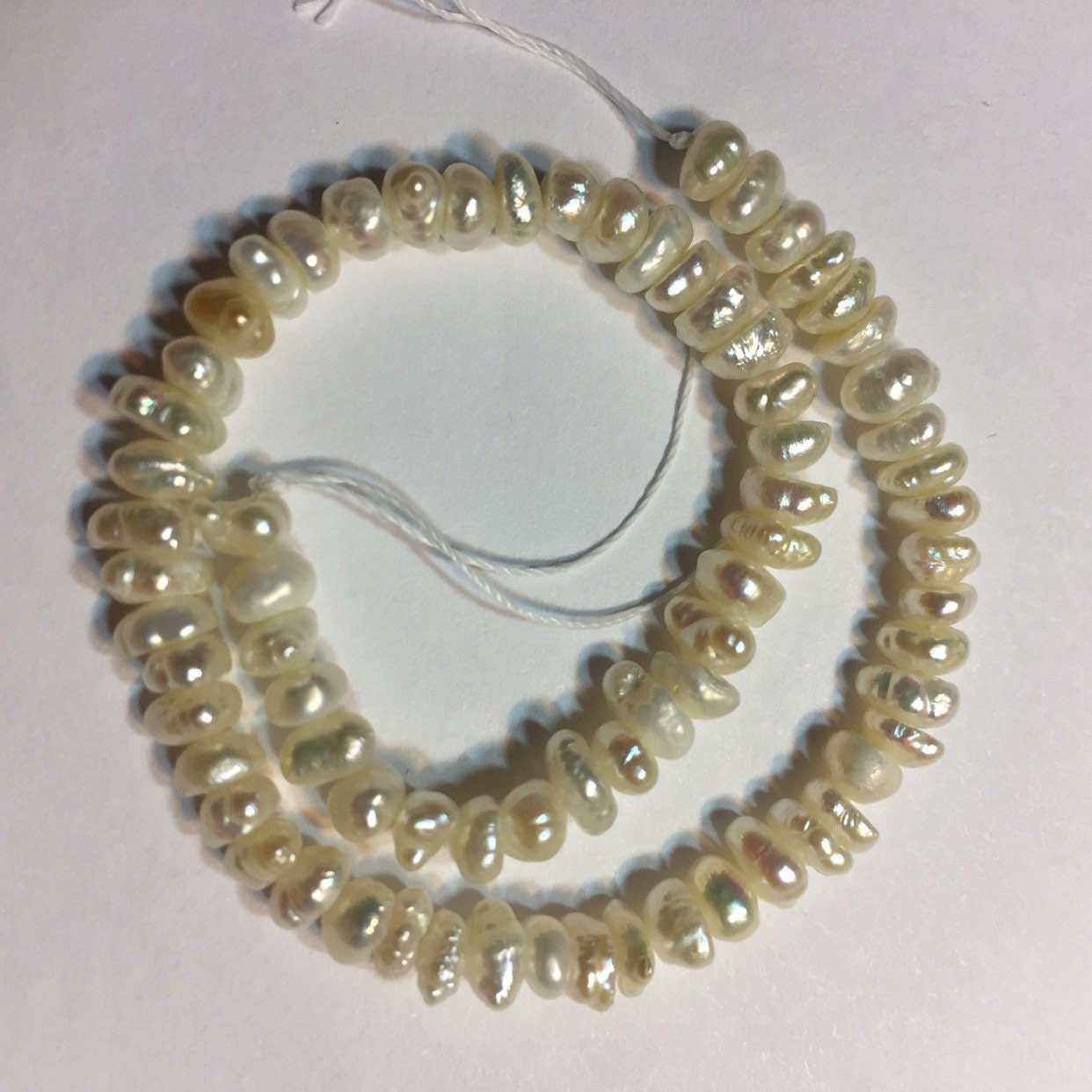 Keshi Button Style Lake Pearls. Center Drilled. 7 Strand. 5 X 4 X 3mm ...
