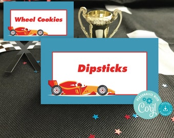 RACE CAR PARTY Food Labels Name Labels Place Cards Vehicle - Etsy