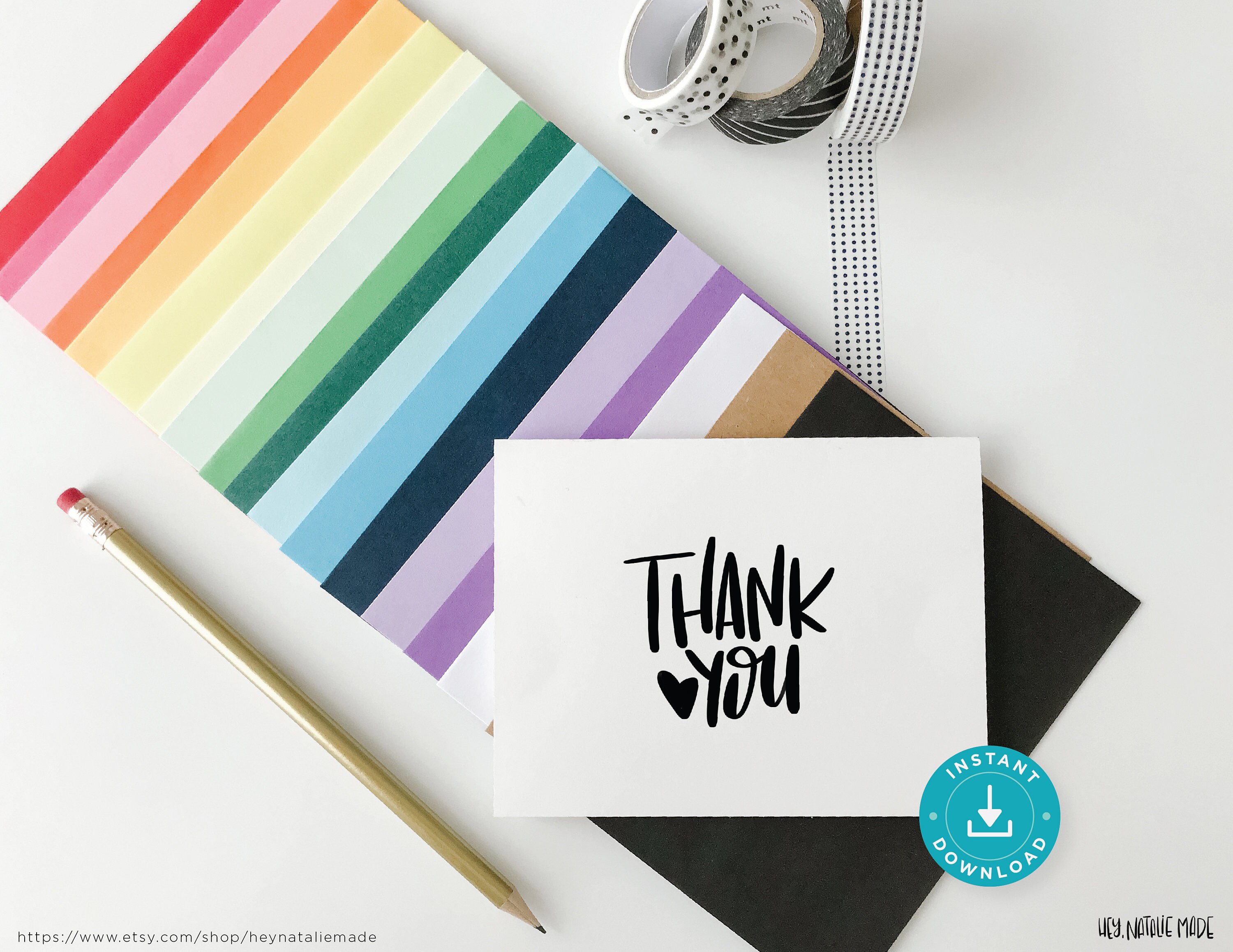 Thank You Heart Printable Card | Etsy