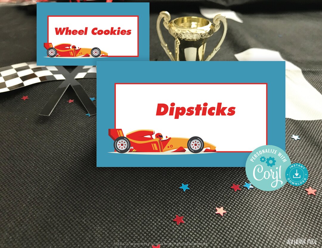 Food / Place Cards - Race Car Birthday Party - Etsy