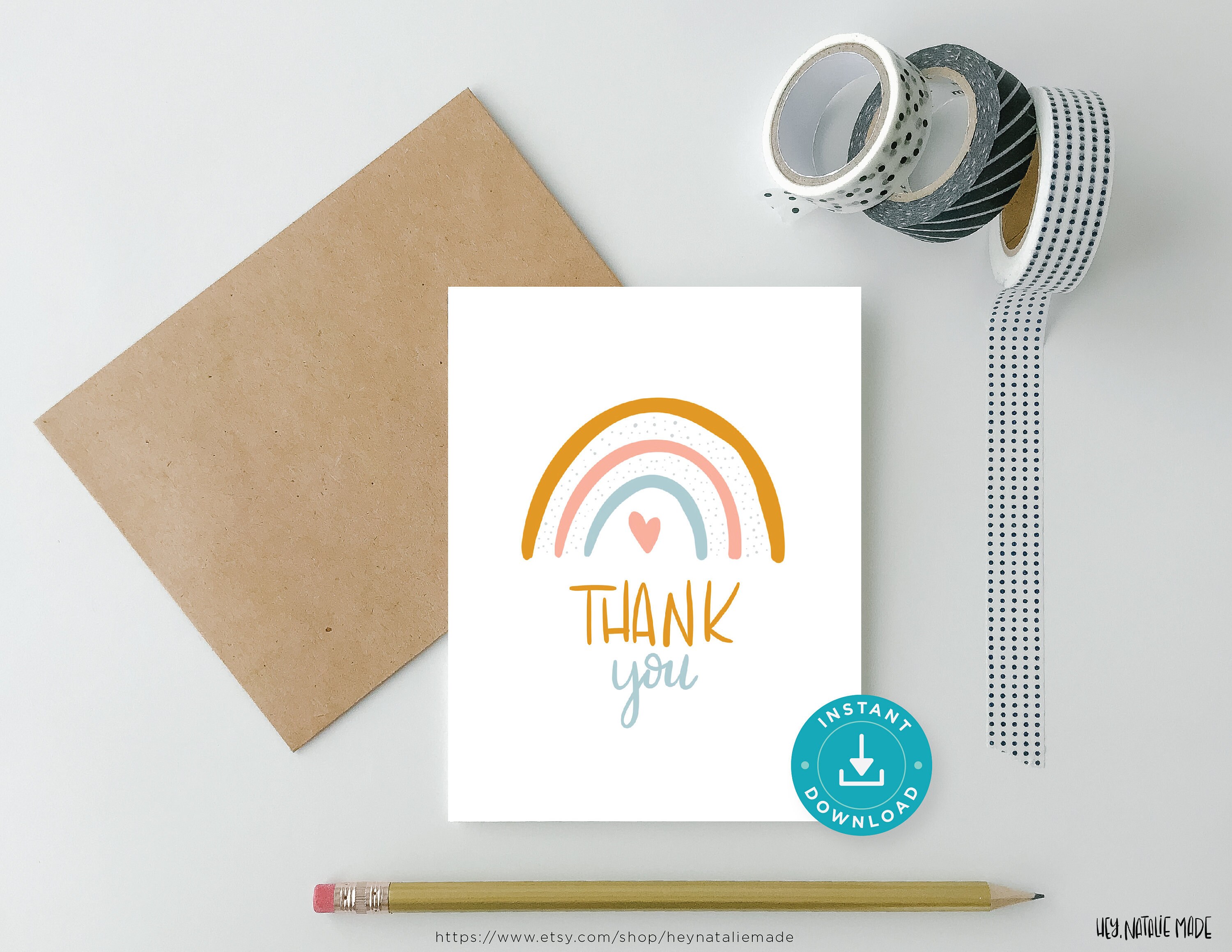 Thank You Rainbow - Printable Card - Etsy