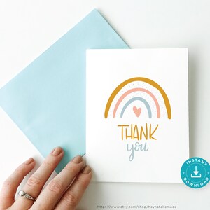 Thank You Rainbow - Printable Card - Etsy