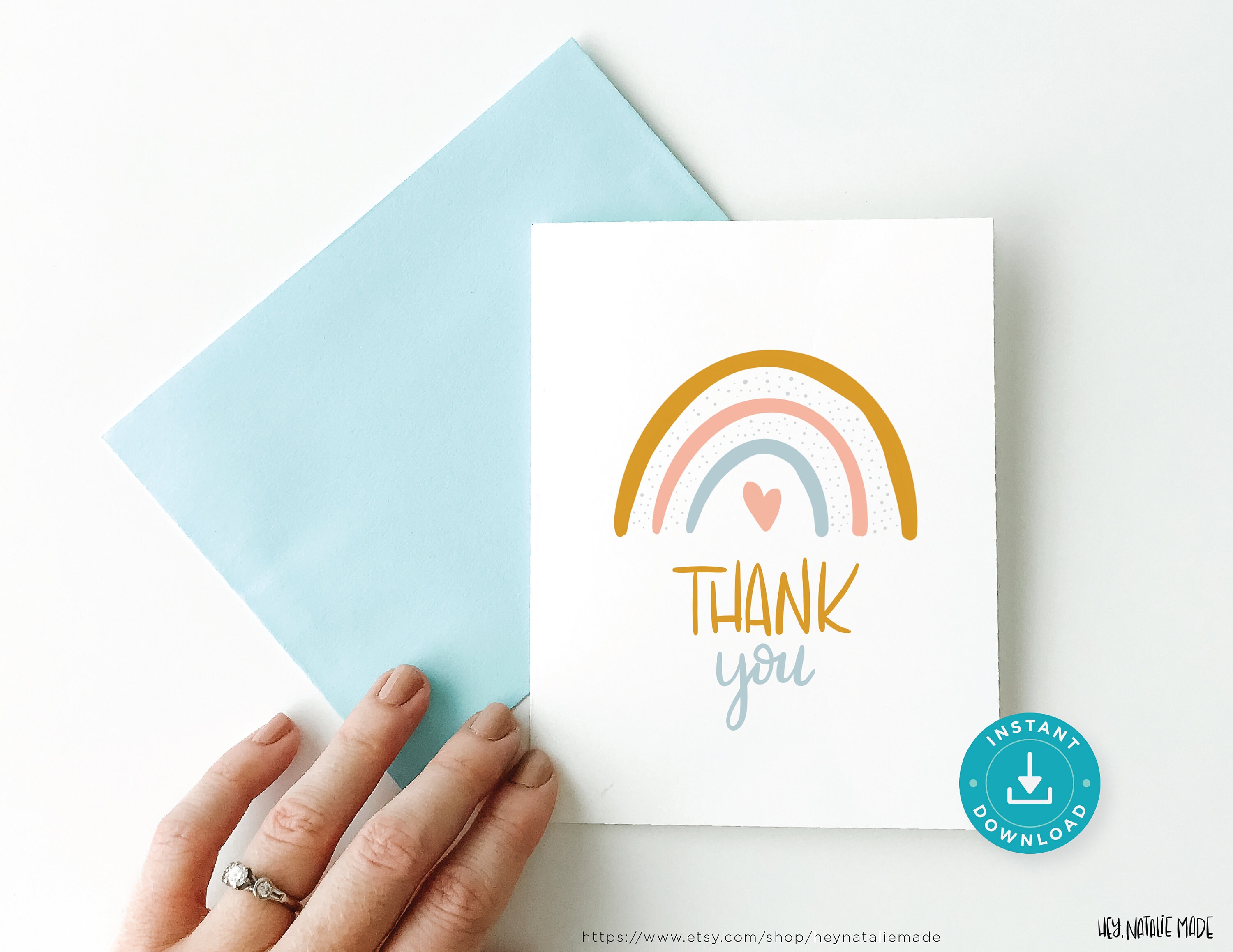Thank You Rainbow - Printable Card - Etsy
