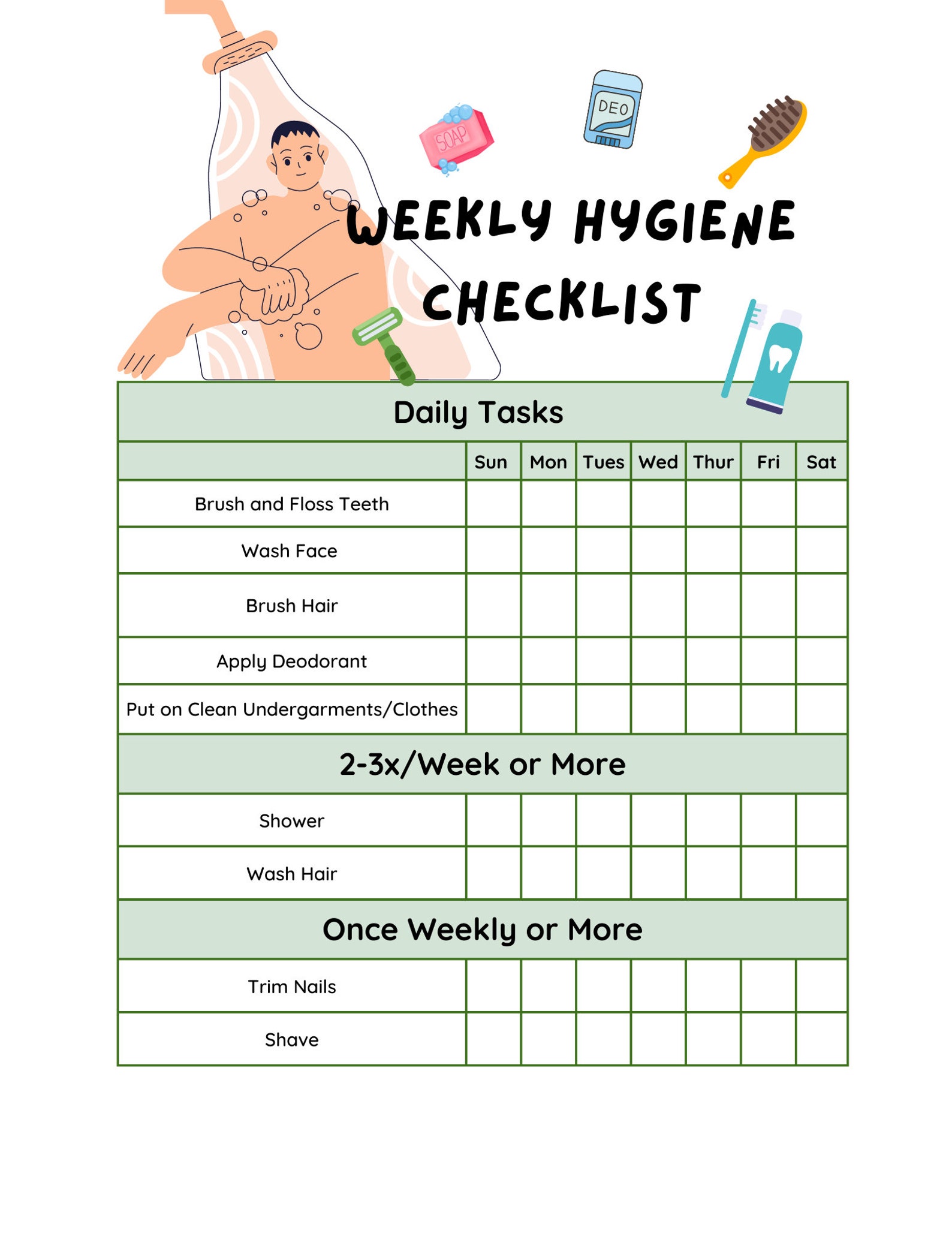 Teen Hygiene Posters/checklist - Etsy
